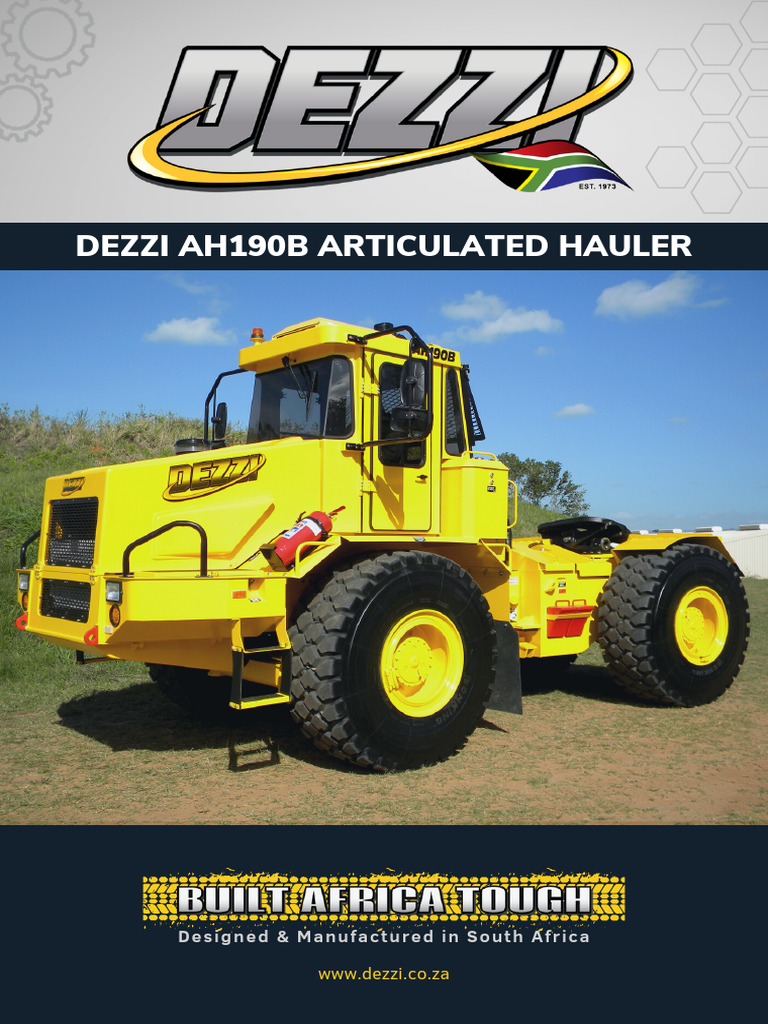 Dezzi AH190B Articulated Hauler Specs | PDF | Brake | Steering