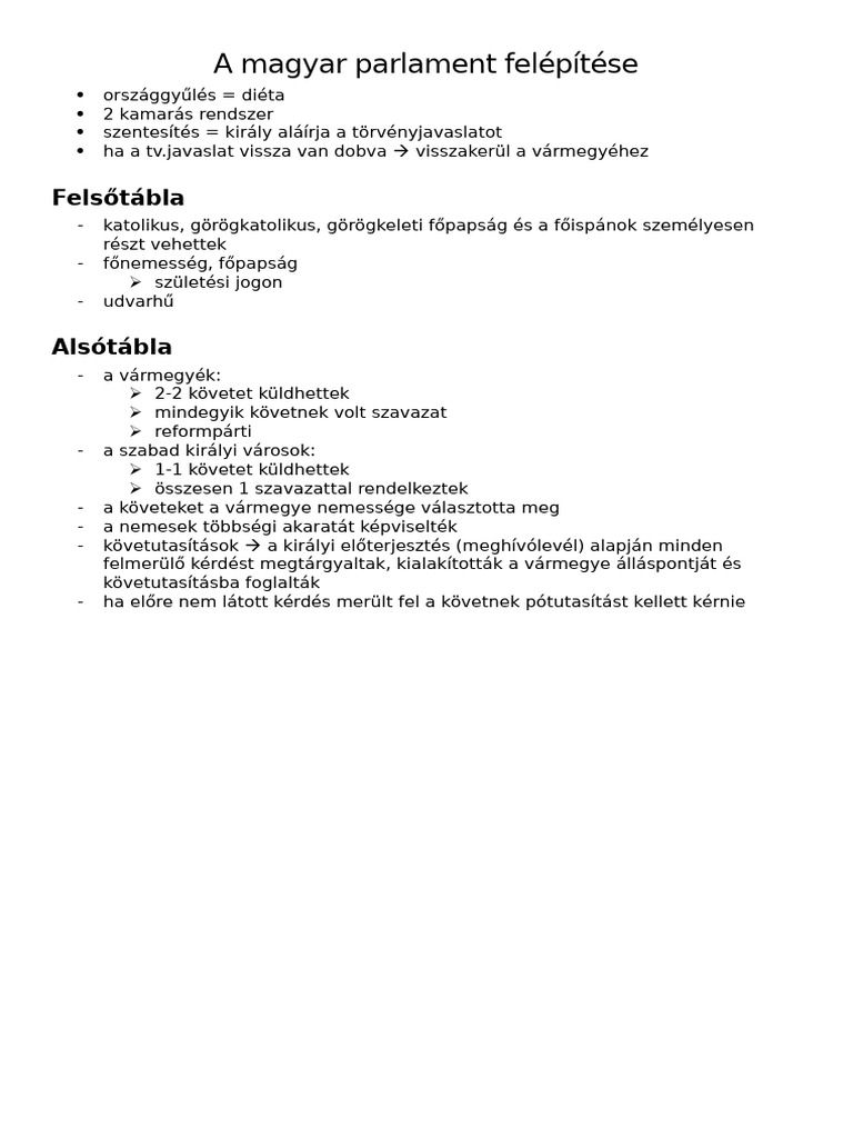 A Magyar Parlament Felépítése | PDF