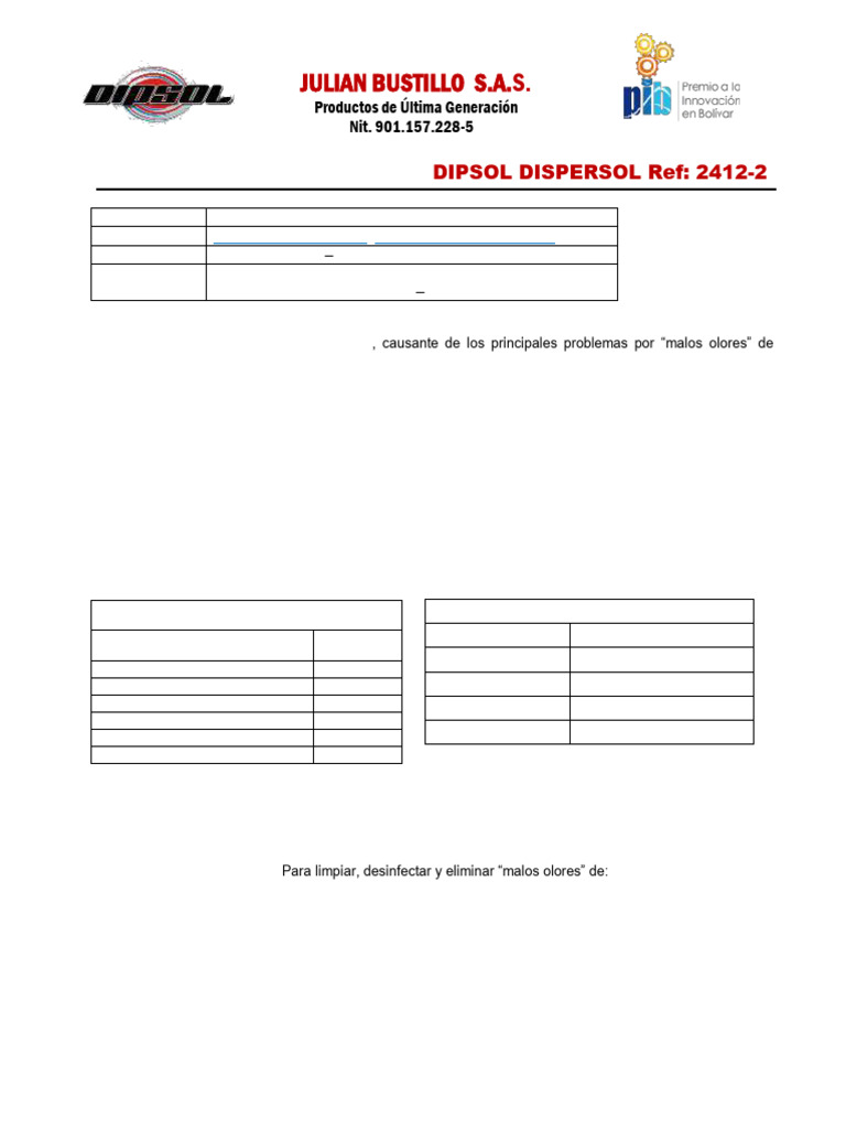 Ficha Técnica DIPSOL Dispersol | PDF | Agua | Dióxido de carbono