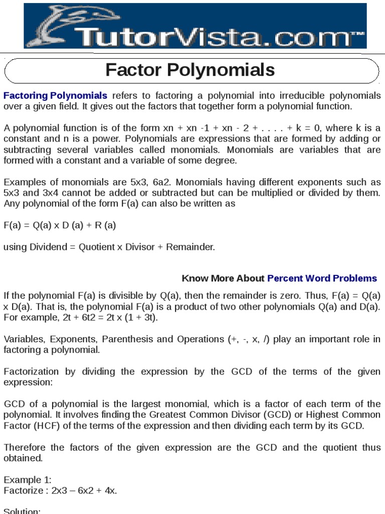 Factor Polynomials Explained Simply | PDF | Science & Mathematics | Computers