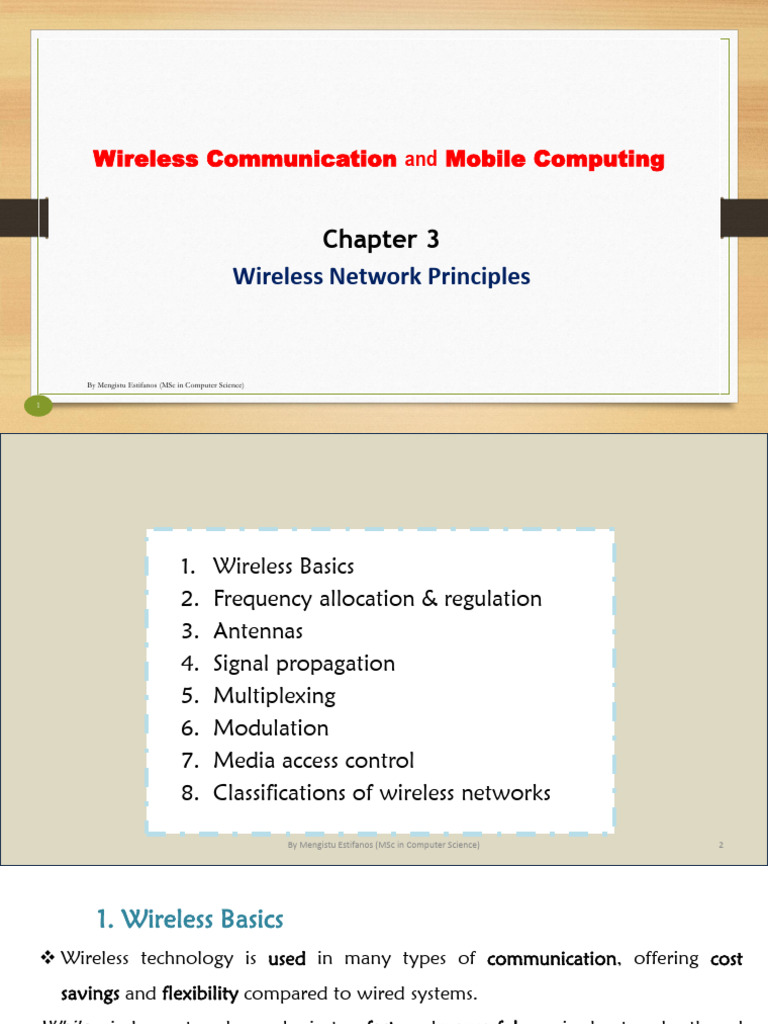 Chapter 3 Wireless-Network-Principles Class | PDF | Modulation | Multiplexing
