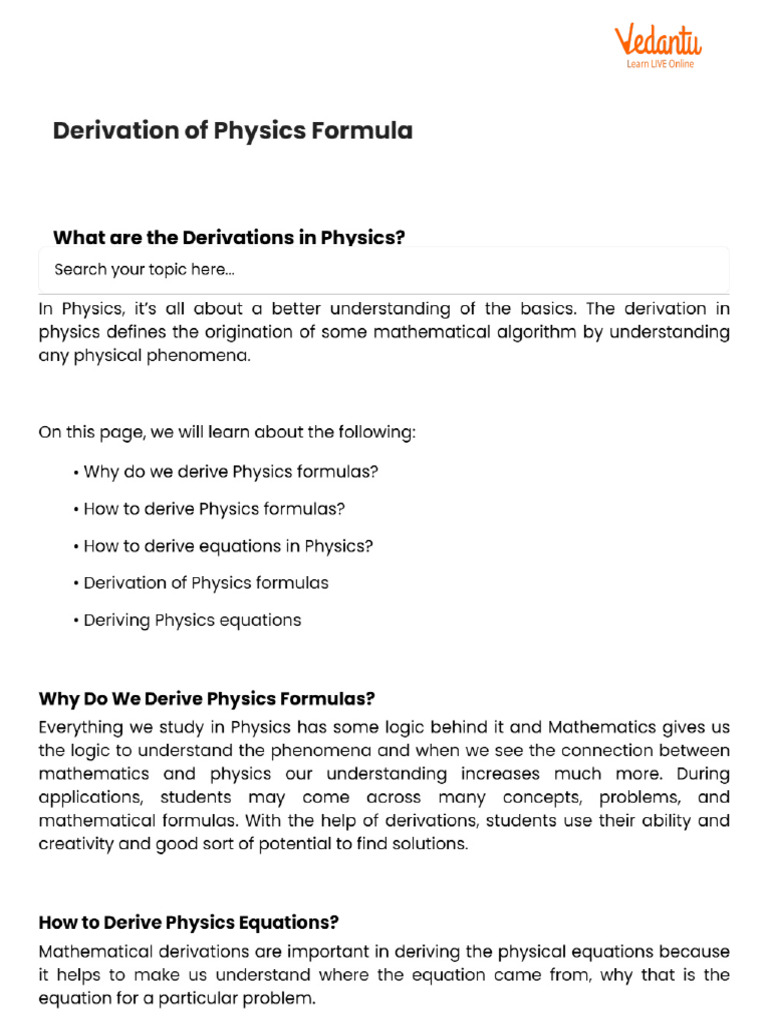 Derivation of Physics Formula | PDF