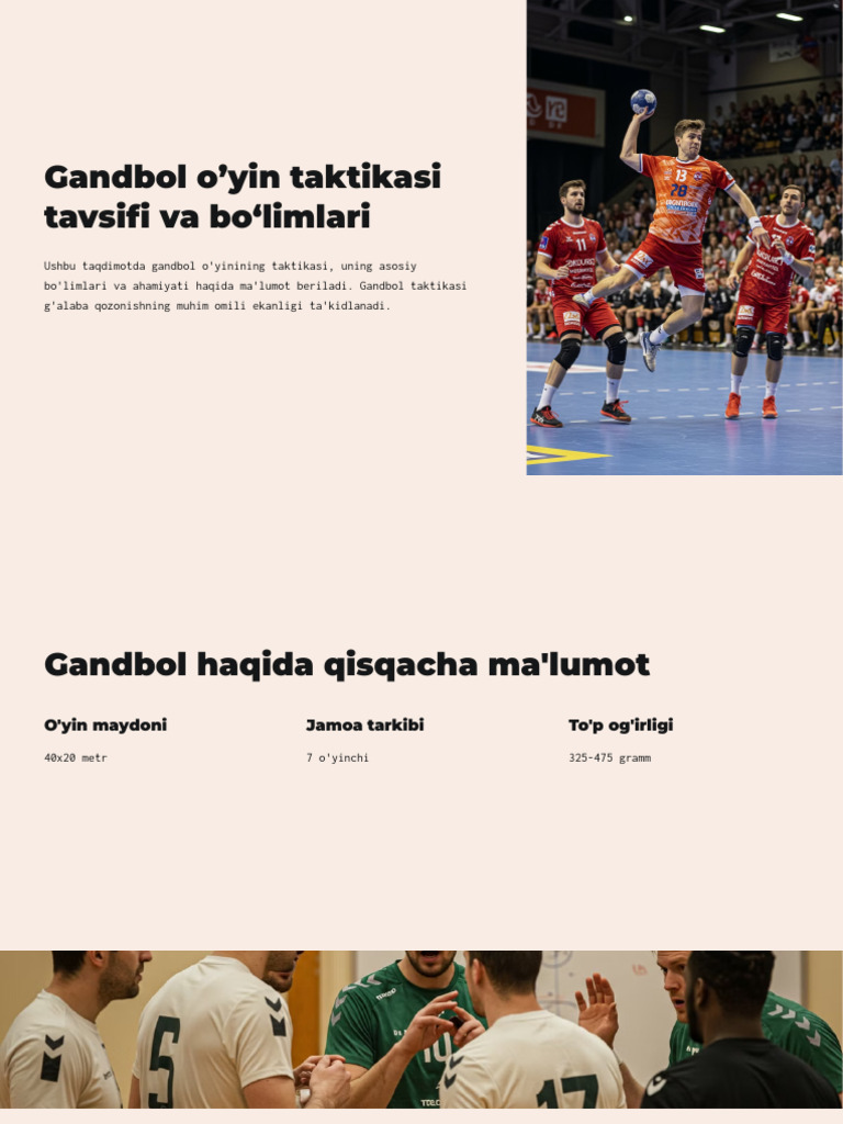 Gandbol Oyin Taktikasi Tavsifi Va Bolimlari | PDF
