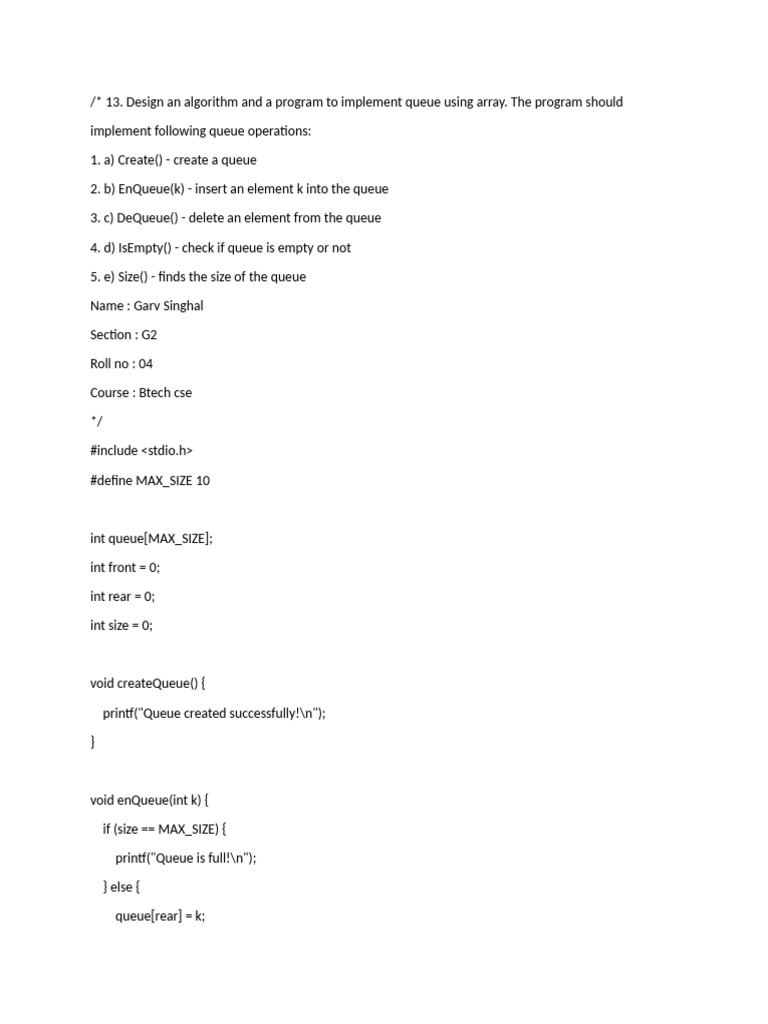 garv_dsa | PDF | Queue (Abstract Data Type) | Software Engineering