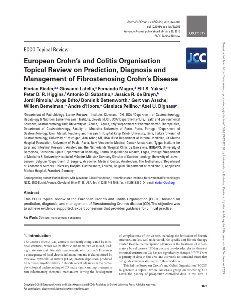 Fibrostenosing Crohn's Disease Review | PDF | Crohn's Disease | Epigenetics