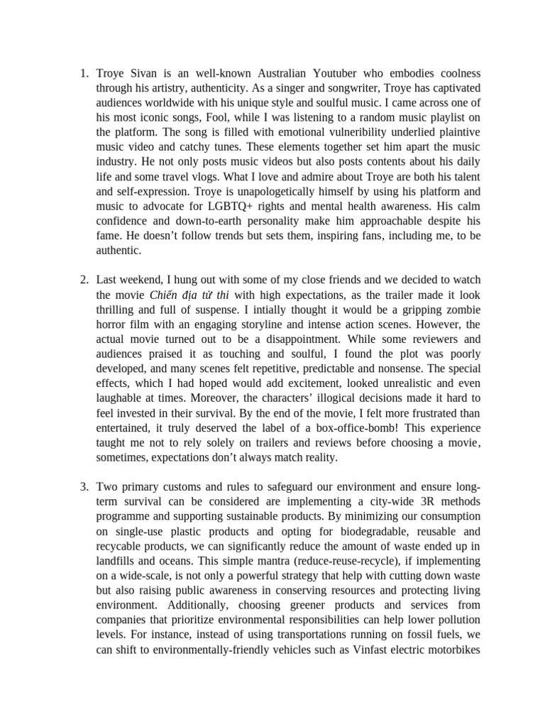 Troye Sivan: Authenticity & Advocacy | PDF | Ho Chi Minh City | Sustainability
