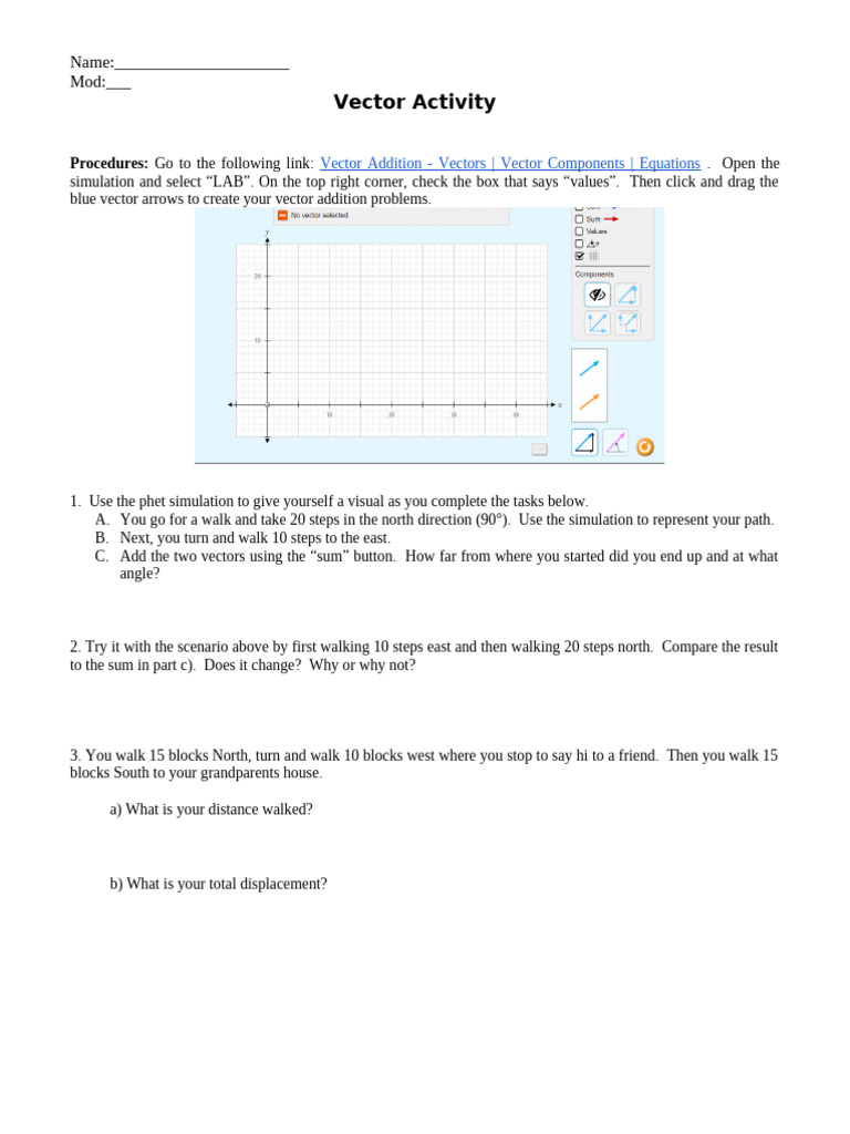 Vector Addition PhET | PDF