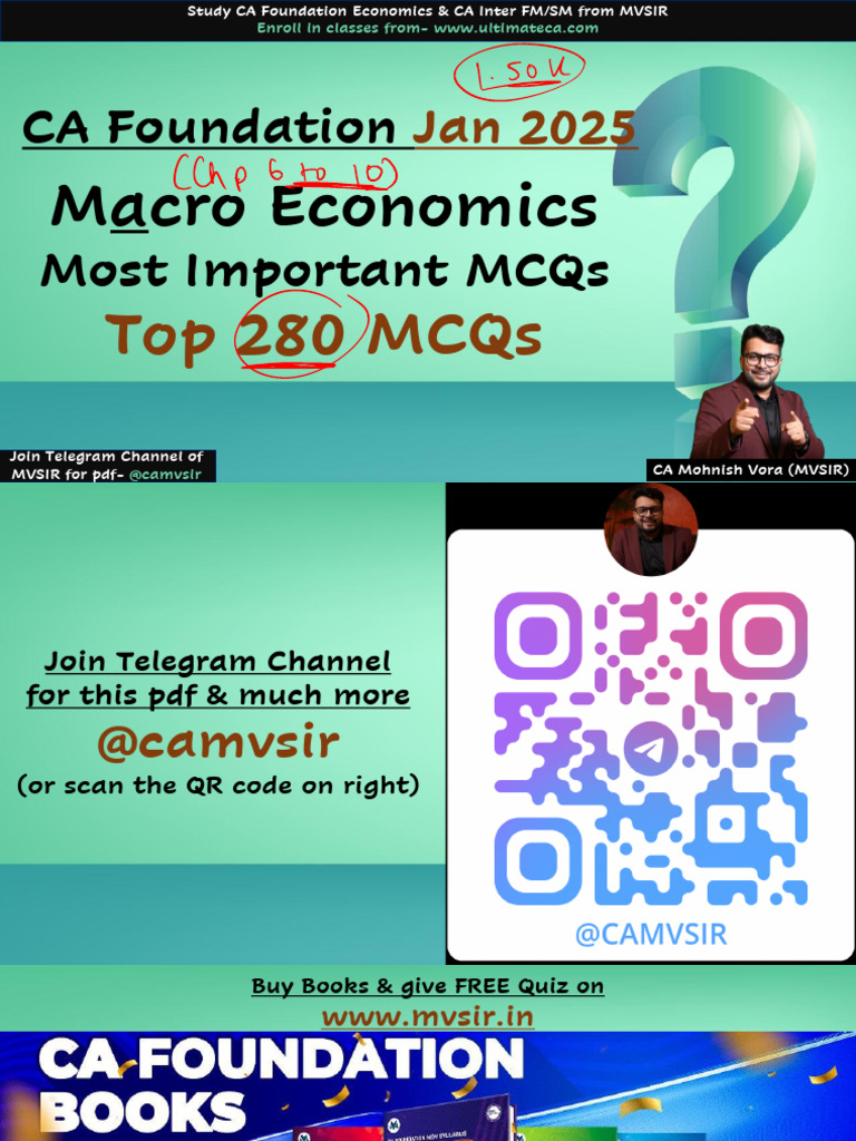 Top 280 Mcqs - Macro Eco - Mvsir | PDF | Gross Domestic Product | Fiscal Multiplier
