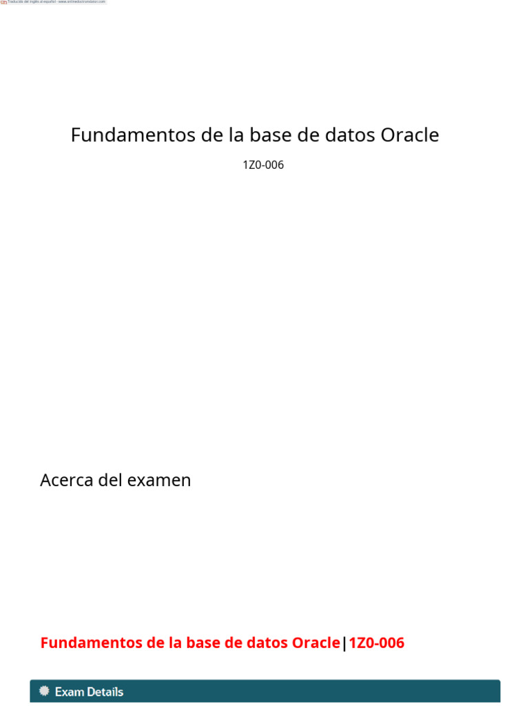 1Z0 006 Oracle Database FoundationsbookEspañol | PDF | Bases de datos | Modelo relacional