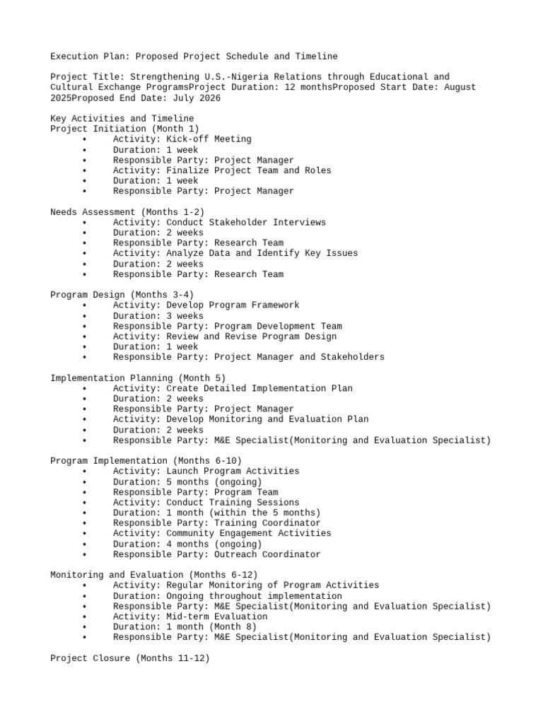 Execution Plan ….. | PDF | Monitoring And Evaluation | Business