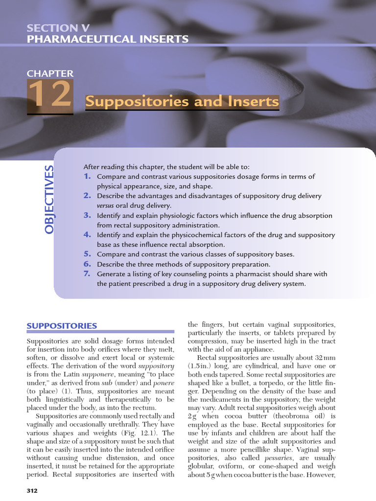 Book Chapter - Suppositories | PDF | Rectum | Triglyceride