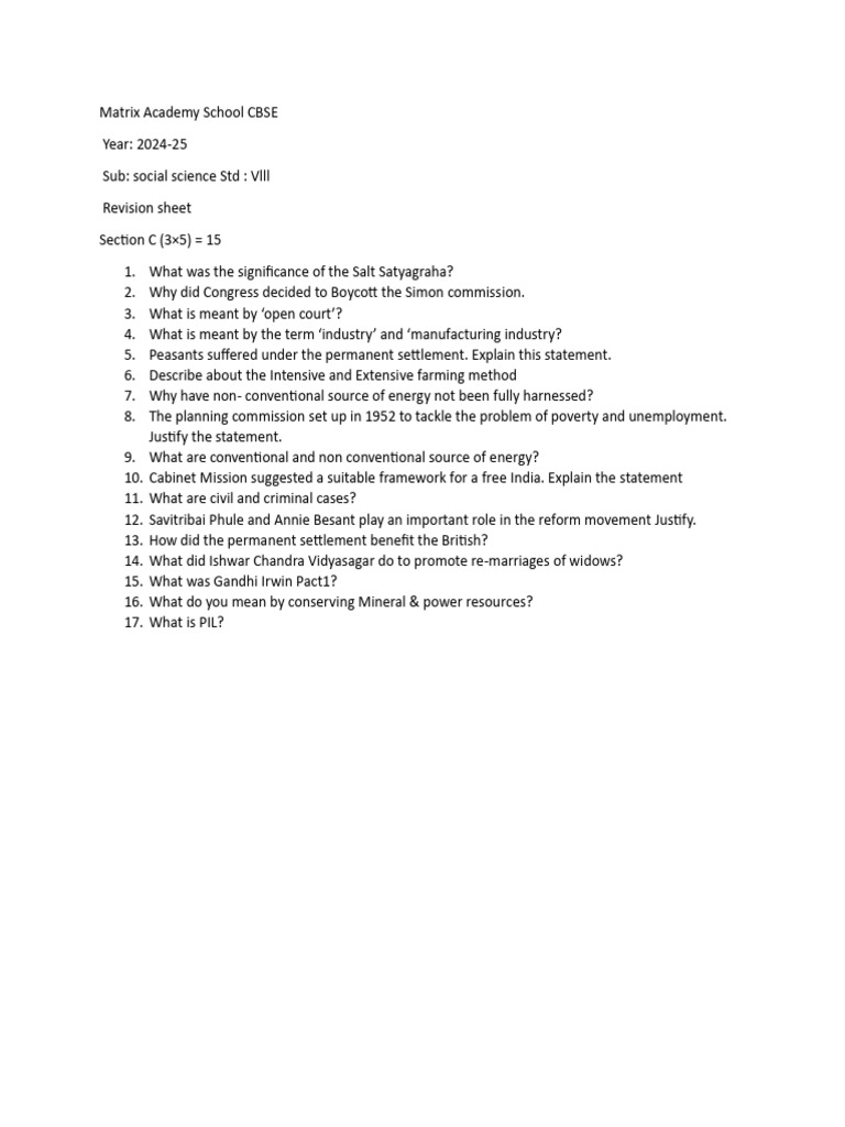 Social Science Section C-1 | PDF