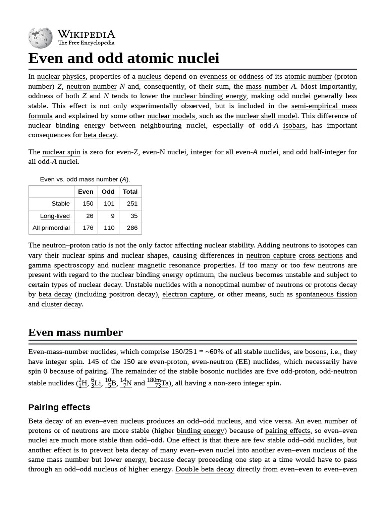 Even and Odd Atomic Nuclei | PDF | Isotope | Atomic Nucleus