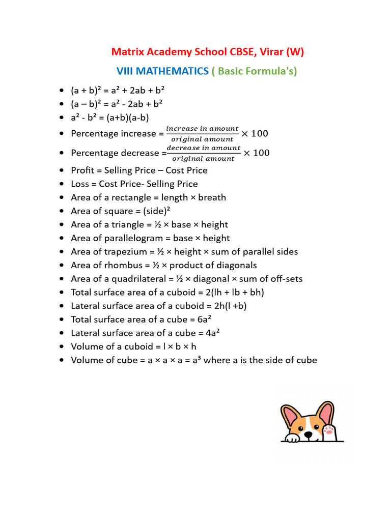 Maths Formula's | PDF