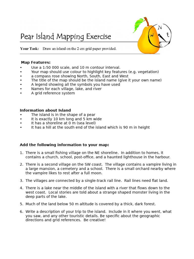 Geographers Toolkit Pear Island Mapping Exercise | PDF | Map | Coast