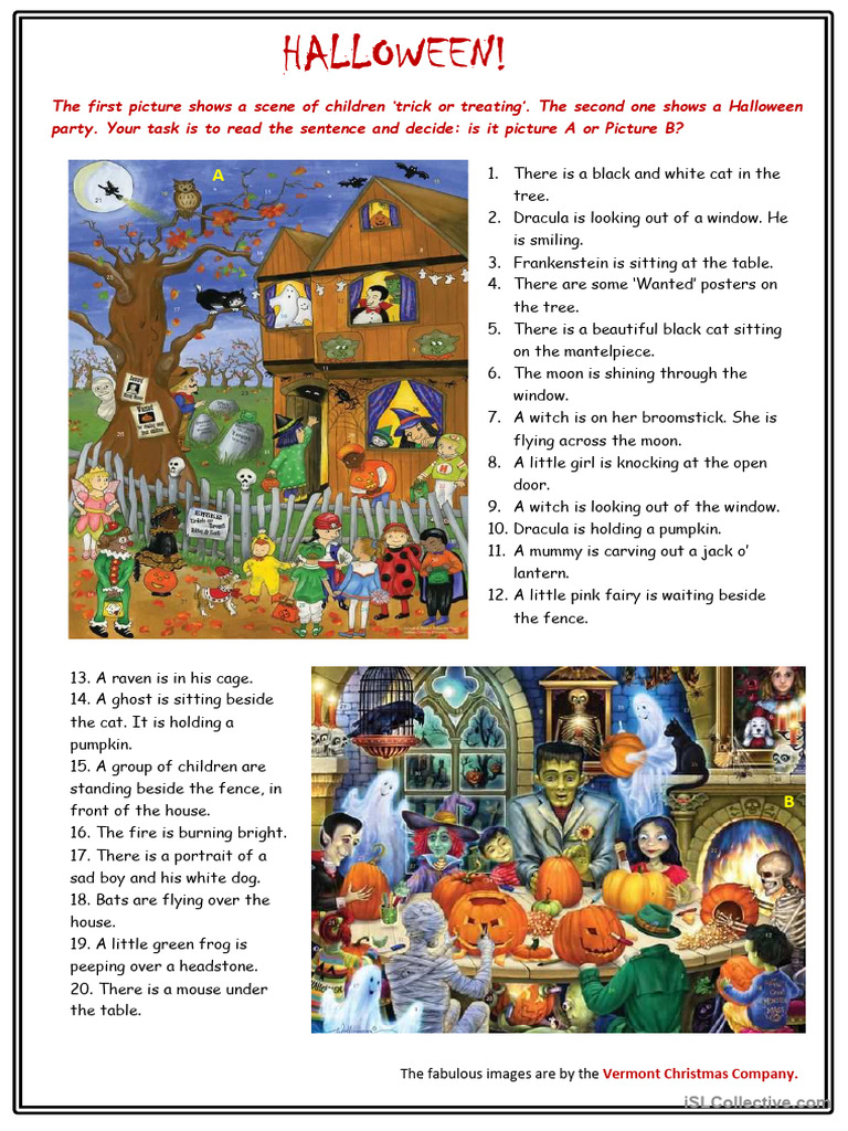 Halloween Picture Description Activity | PDF