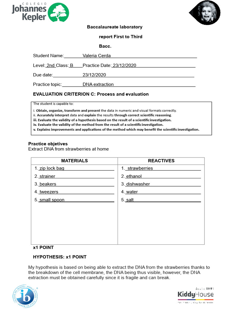Laboratory report- DNA EXTRACTION | PDF | Ethanol | Biotechnology