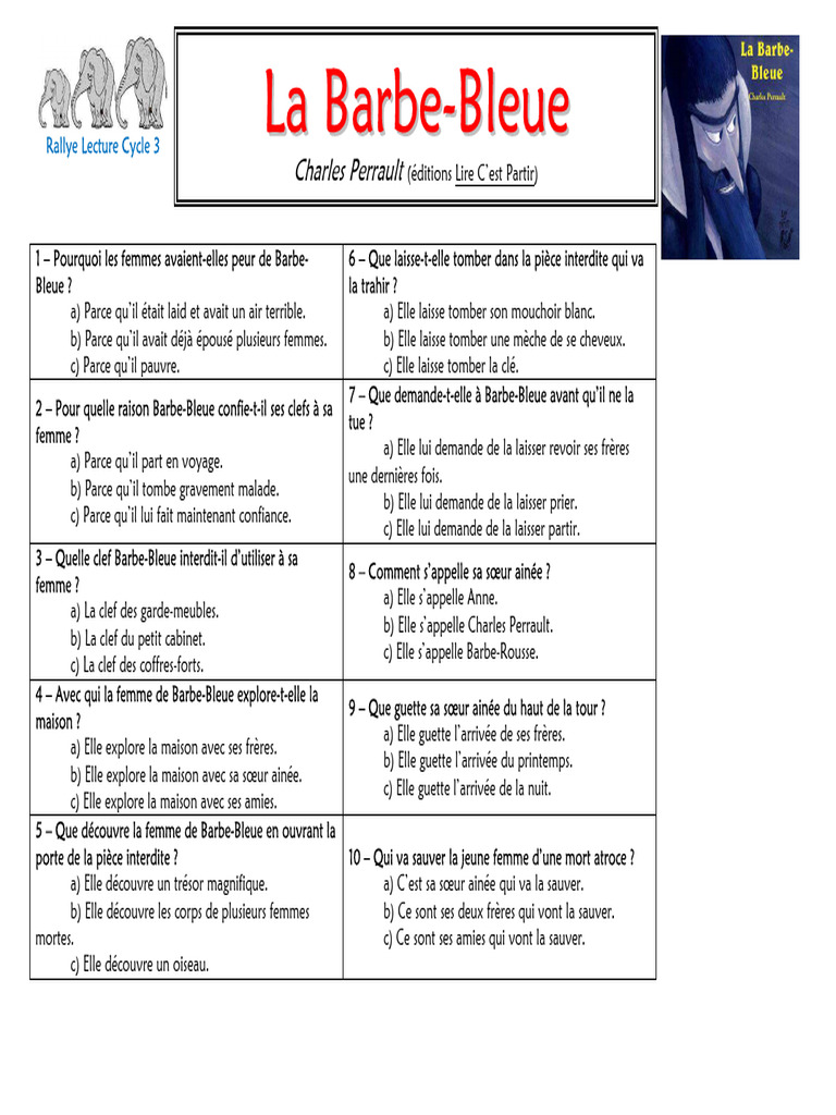 Questionnaire sur Barbe Bleue 6ème | PDF