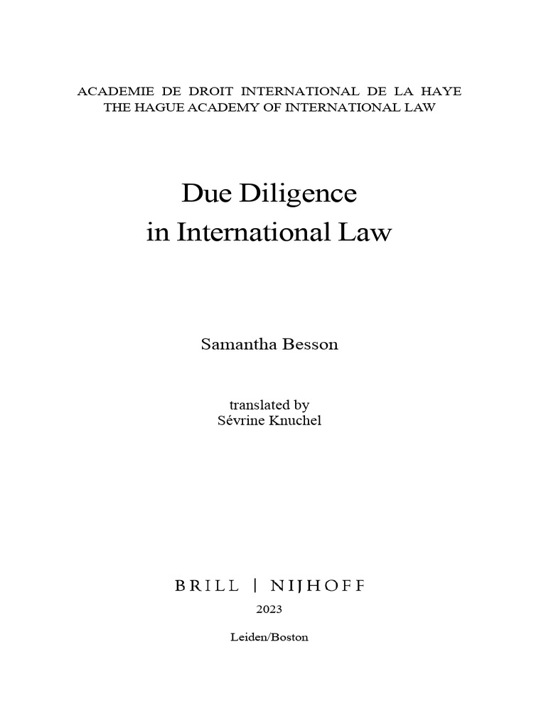 Samantha Besson - SÃ©vrine Knuchel (Trans.) - Due Diligence in ...