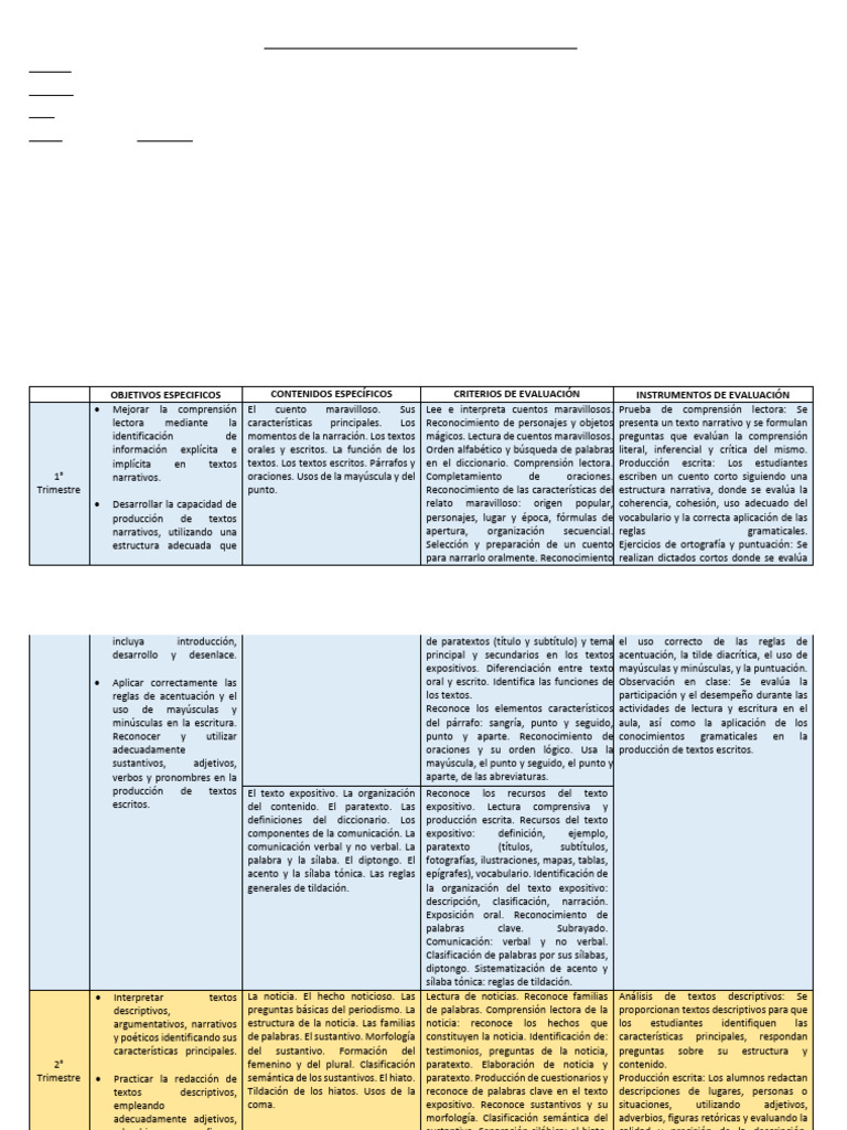 PLANIFICACIÓN TRIMESTRAL 4 Claudio Lobo | PDF | Palabra | Poesía