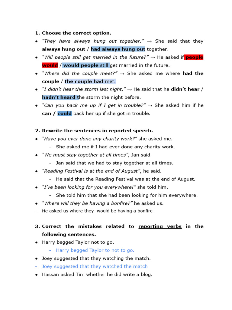 Reported Speech | PDF