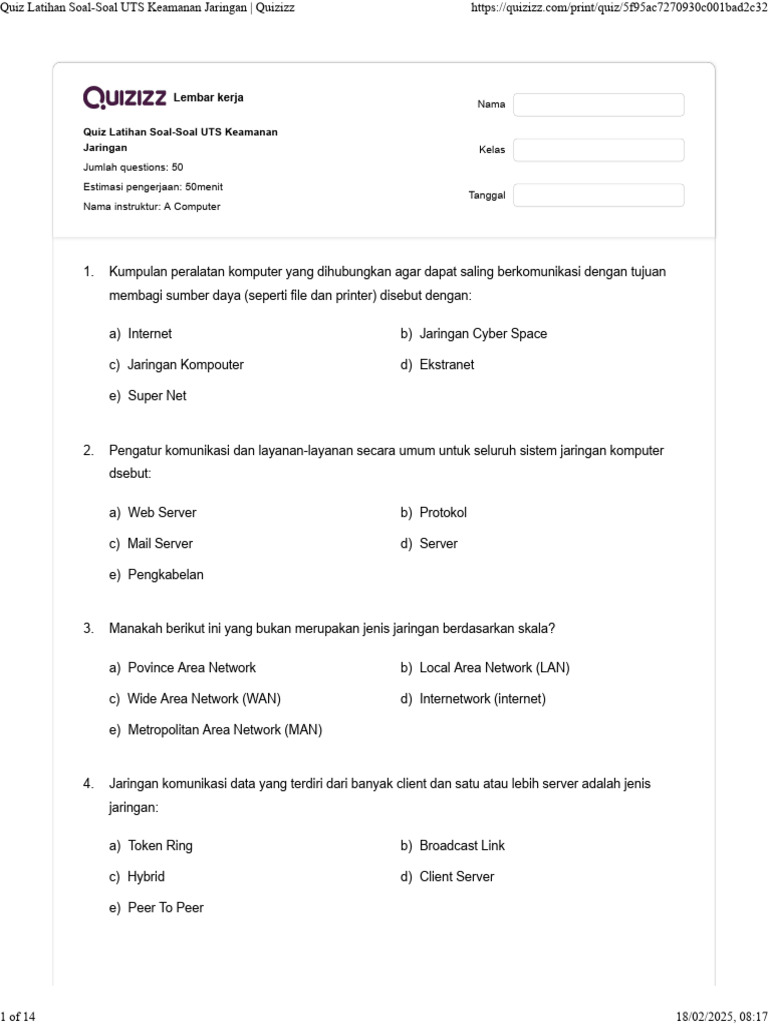 Quiz Latihan Soal-Soal UTS Keamanan Jaringan _ Quizizz | PDF