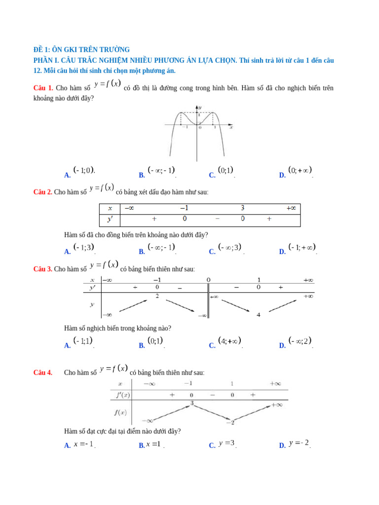 ĐỀ ÔN GKI 12-TRÊN TRƯỜNG | PDF