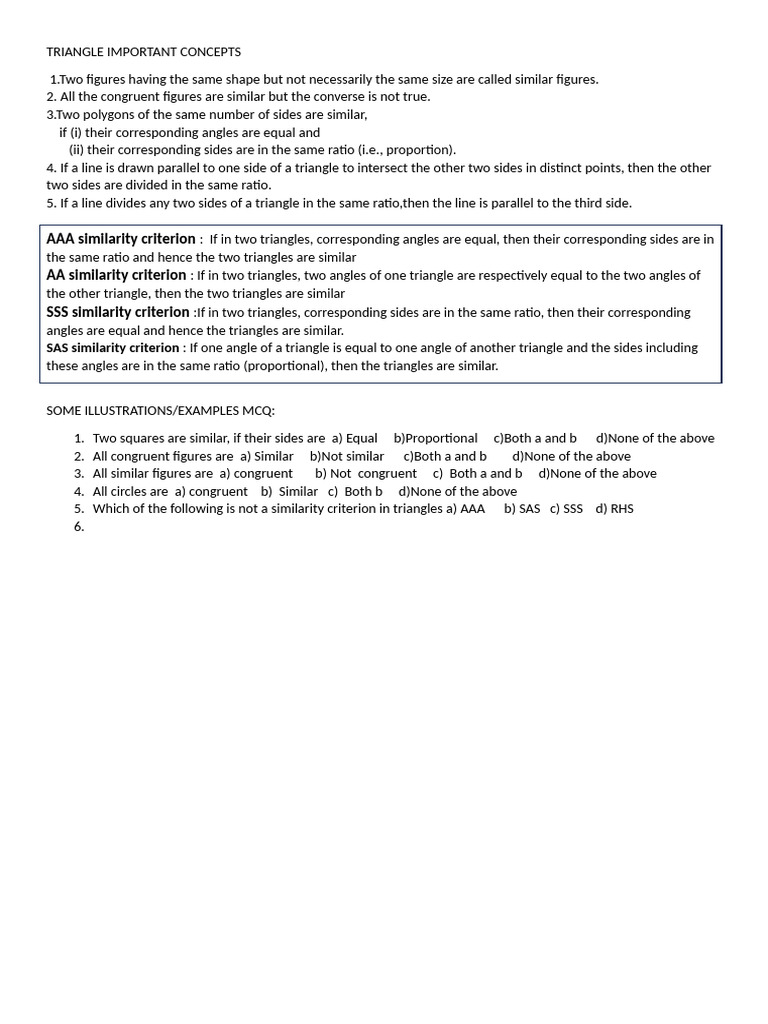 Triangle Important Concepts | PDF