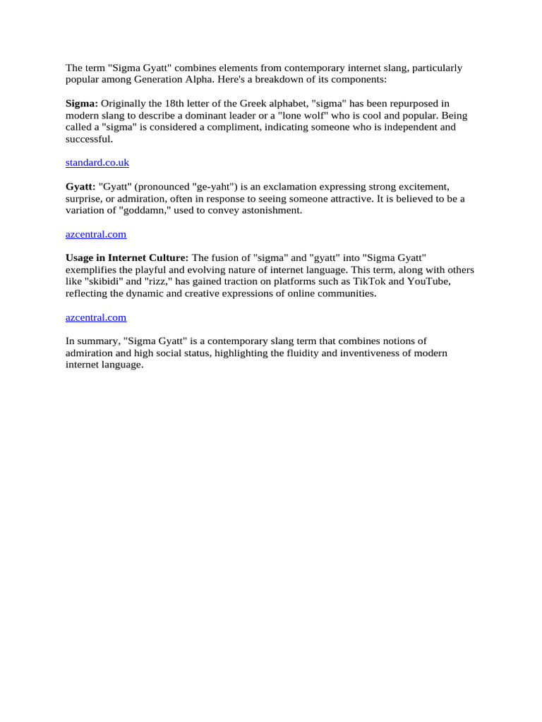 Understanding "Sigma Gyatt" Slang | PDF