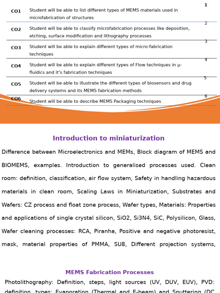 Microfabrication & MEMS Techniques | PDF | Integrated Circuit | Nanotechnology