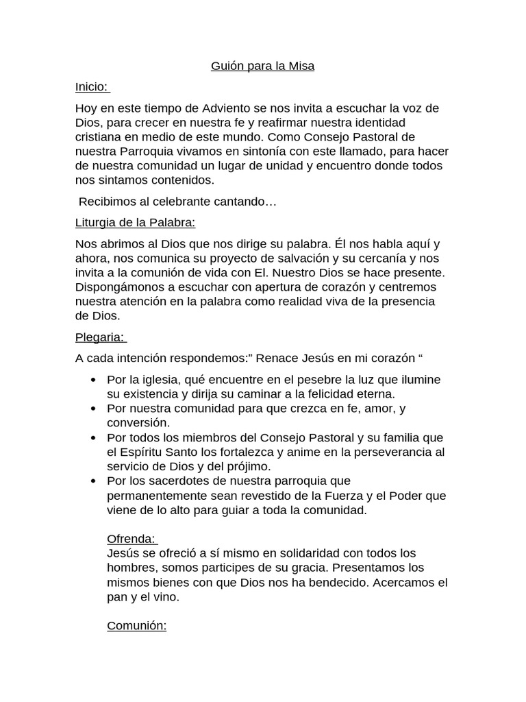 Guía de Misa de Adviento | PDF