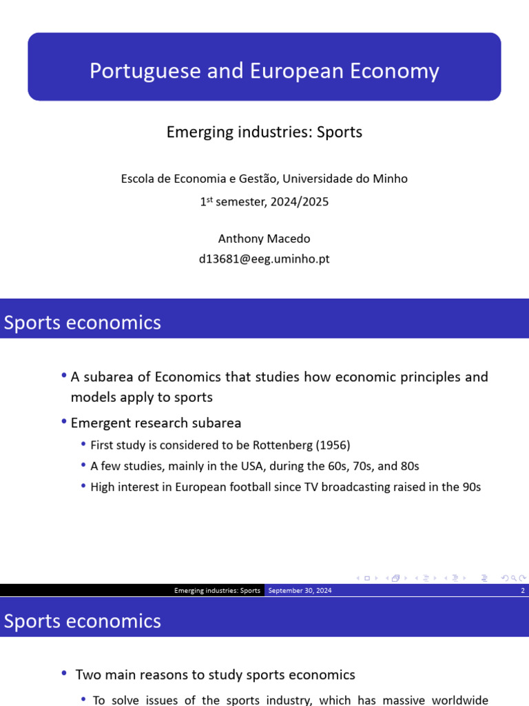 Sports Economics Class1 | PDF | Demand | Economics