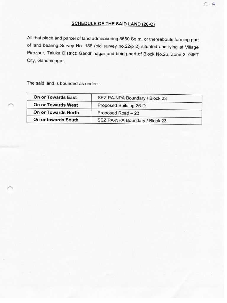 Land Schedule 26C | PDF