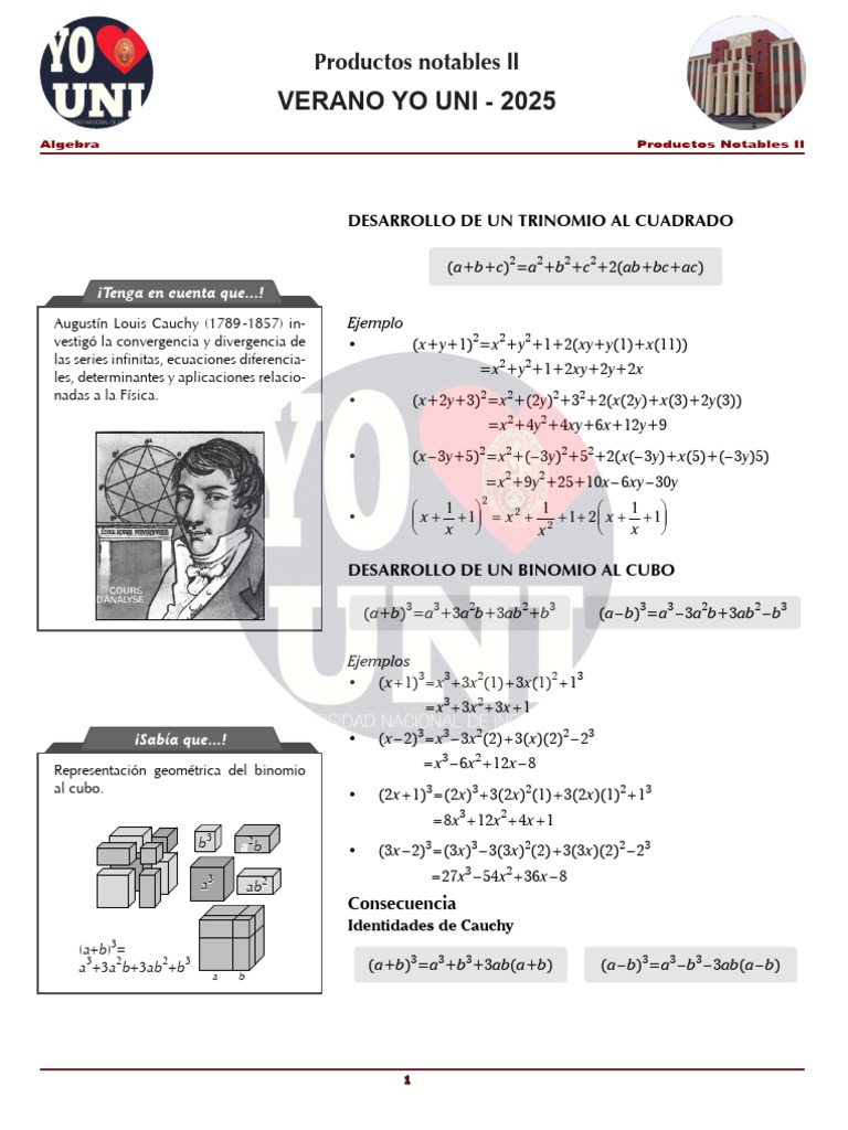 Productos Notables II: Ejemplos y Teoremas | PDF | Álgebra | Matemáticas