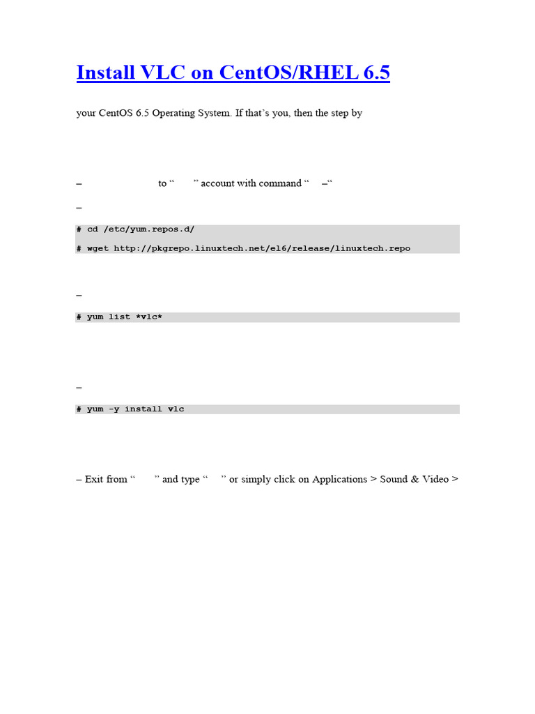 Install VLC On CentOS | PDF