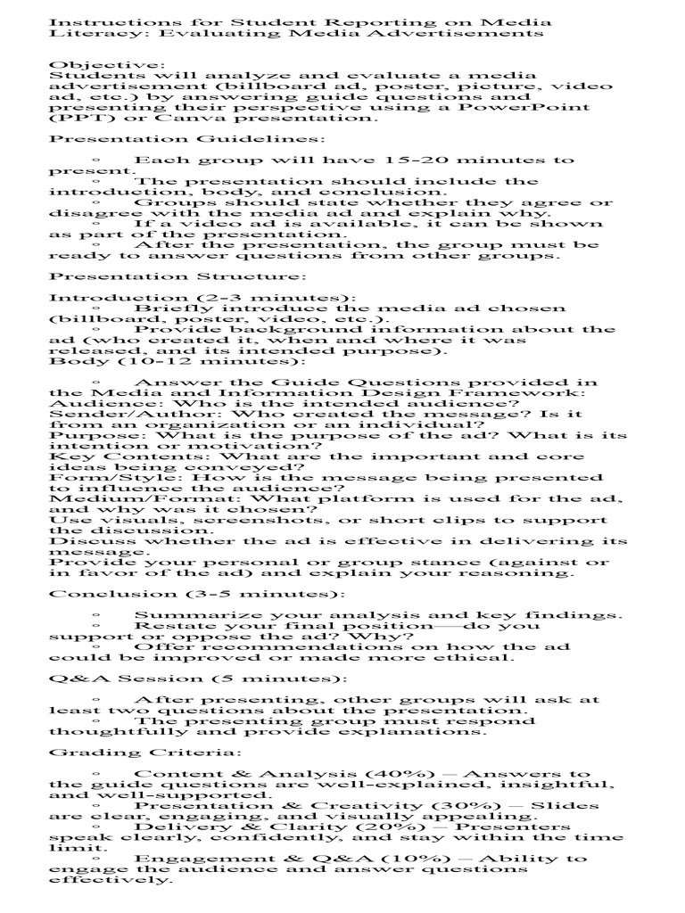 Media Literacy: Analyzing Ads Guide | PDF | Microsoft Power Point ...