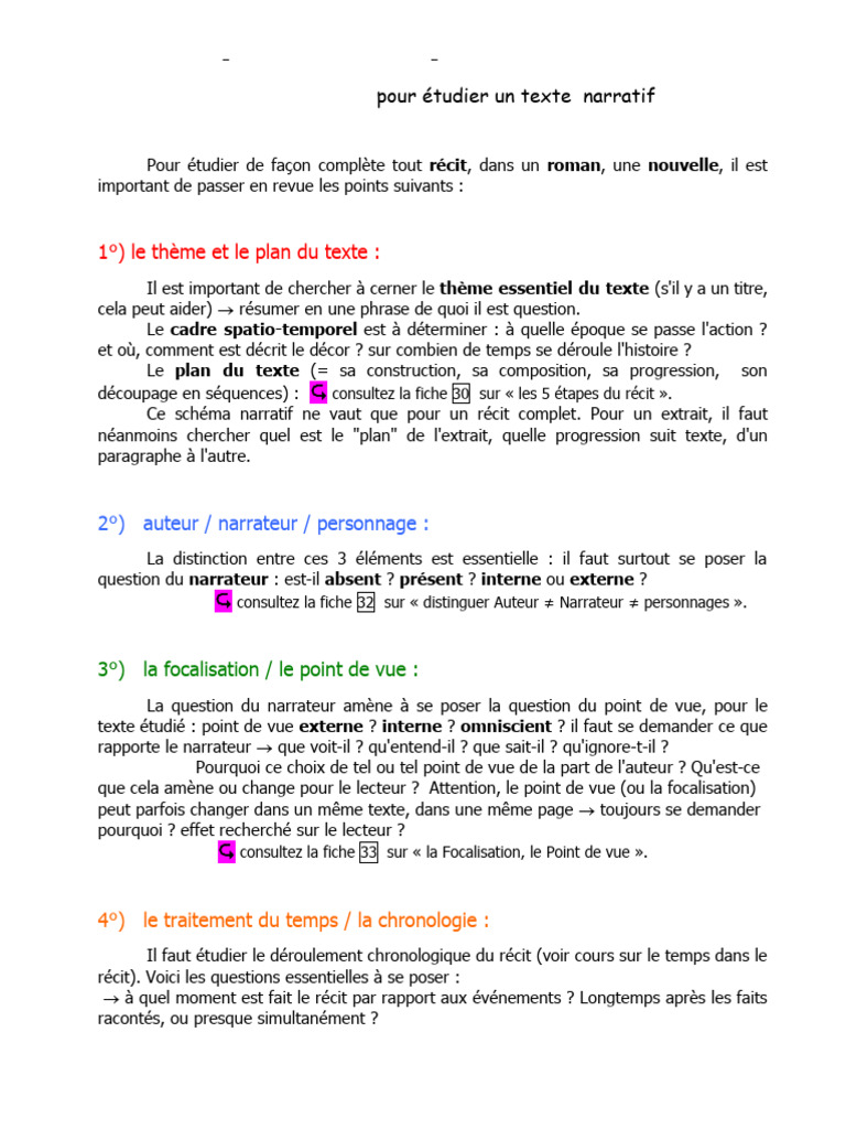 Guide d'étude d'un texte narratif | PDF