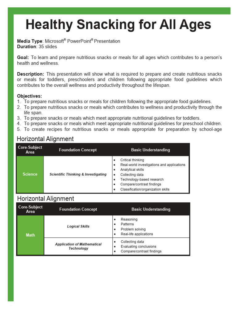 Healthy Snacking Labs CEV70670 - Lesson - Plan - TX | PDF | Reading ...