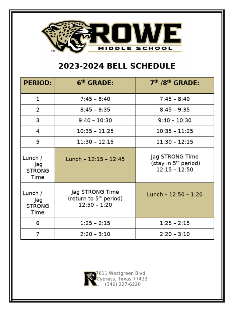 Rowe 23-24 Bell Schedule | PDF