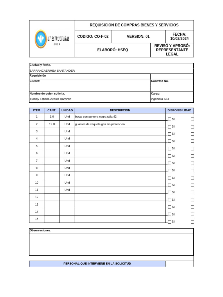 Requisición de Compras: Bienes y Servicios | PDF