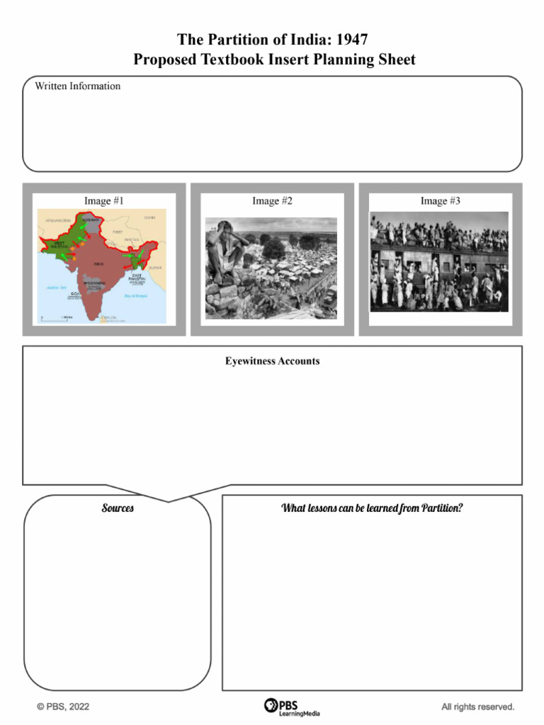 Partition of India World GeoTextbook-Insert-Planning-Sheet-1 (1) | PDF