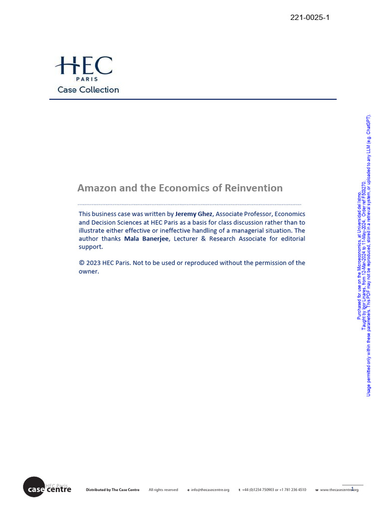 221-0025-1 Amazon and The Economics of Reinvention | PDF | Retail | E ...