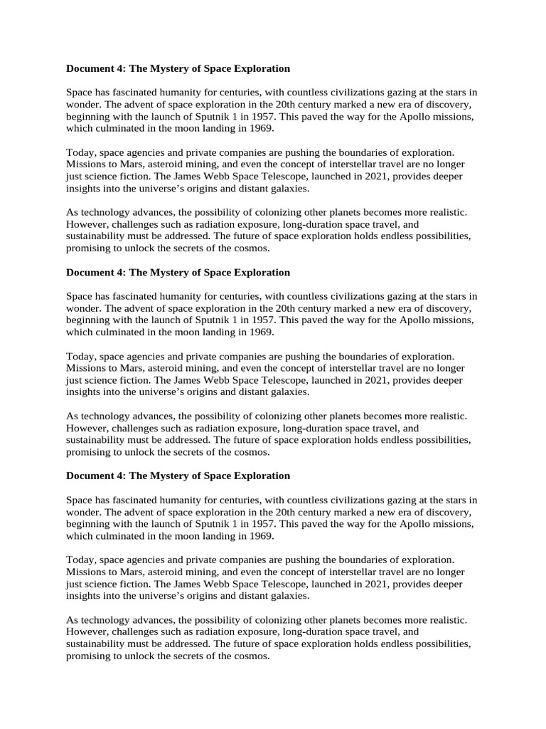 Document 4 | PDF | Space Exploration | Outer Space