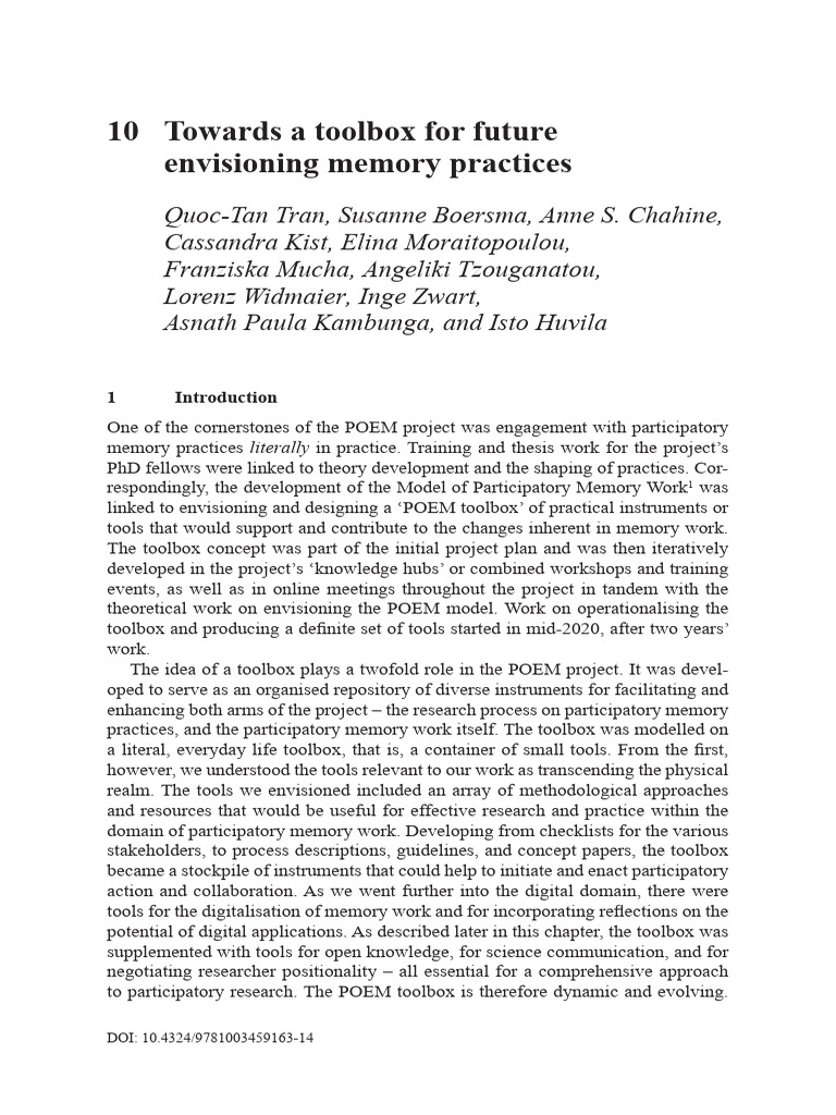 Towards A Toolbox For Future Envisioning Memory Practices | PDF ...