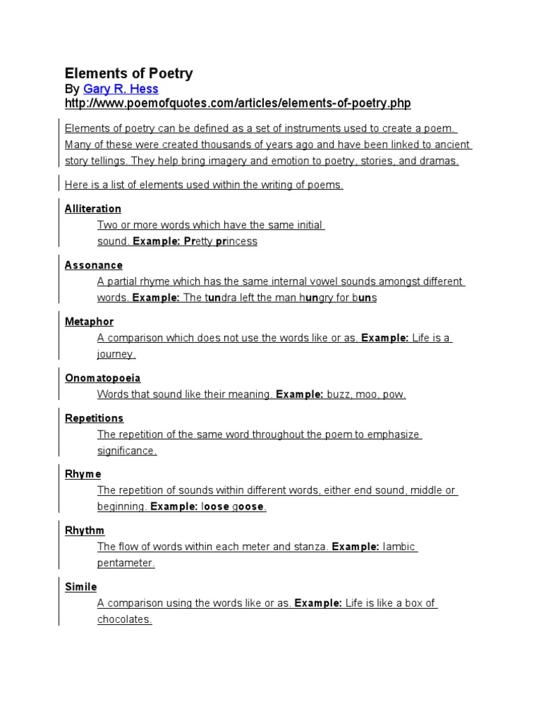 Elements of Poetry | PDF