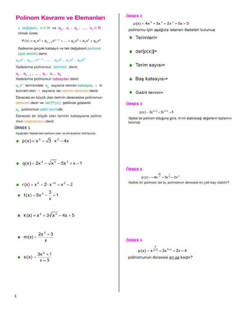polinomlar | PDF