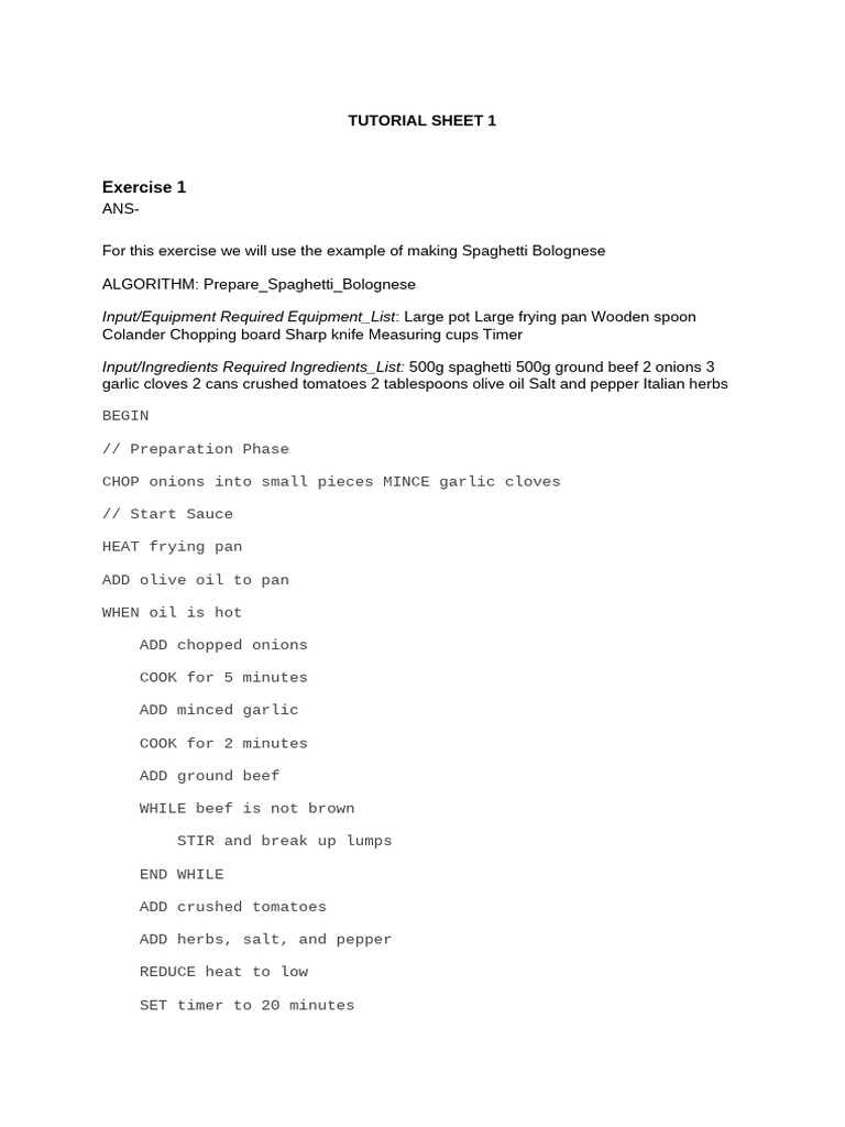 Tutorial_1_Solution | PDF | Pasta | Spaghetti