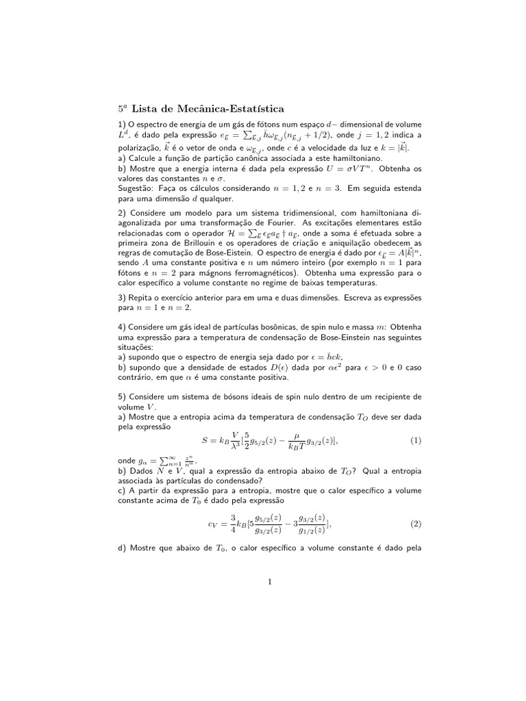 lista5_2024 | PDF | Temperatura | Fenômenos físicos