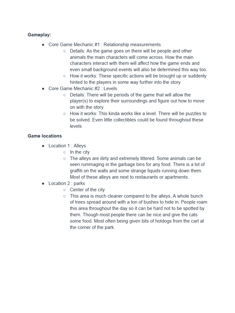 Game Mechanics and Locations Overview | PDF