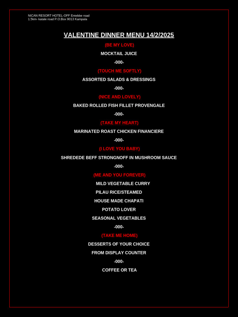 Valentine Dinner Menu | PDF